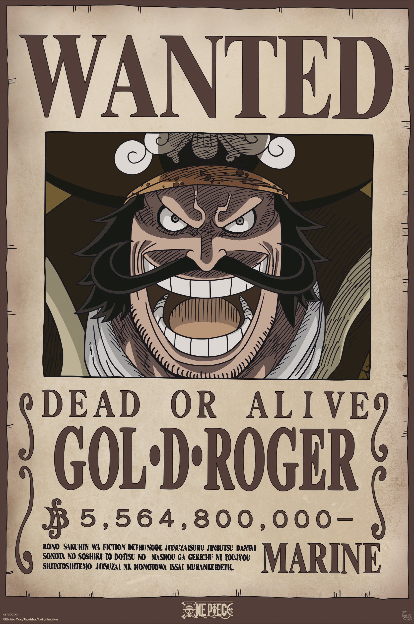 One Piece Wanted Gol .D. Roger Poster 61x91,5cm