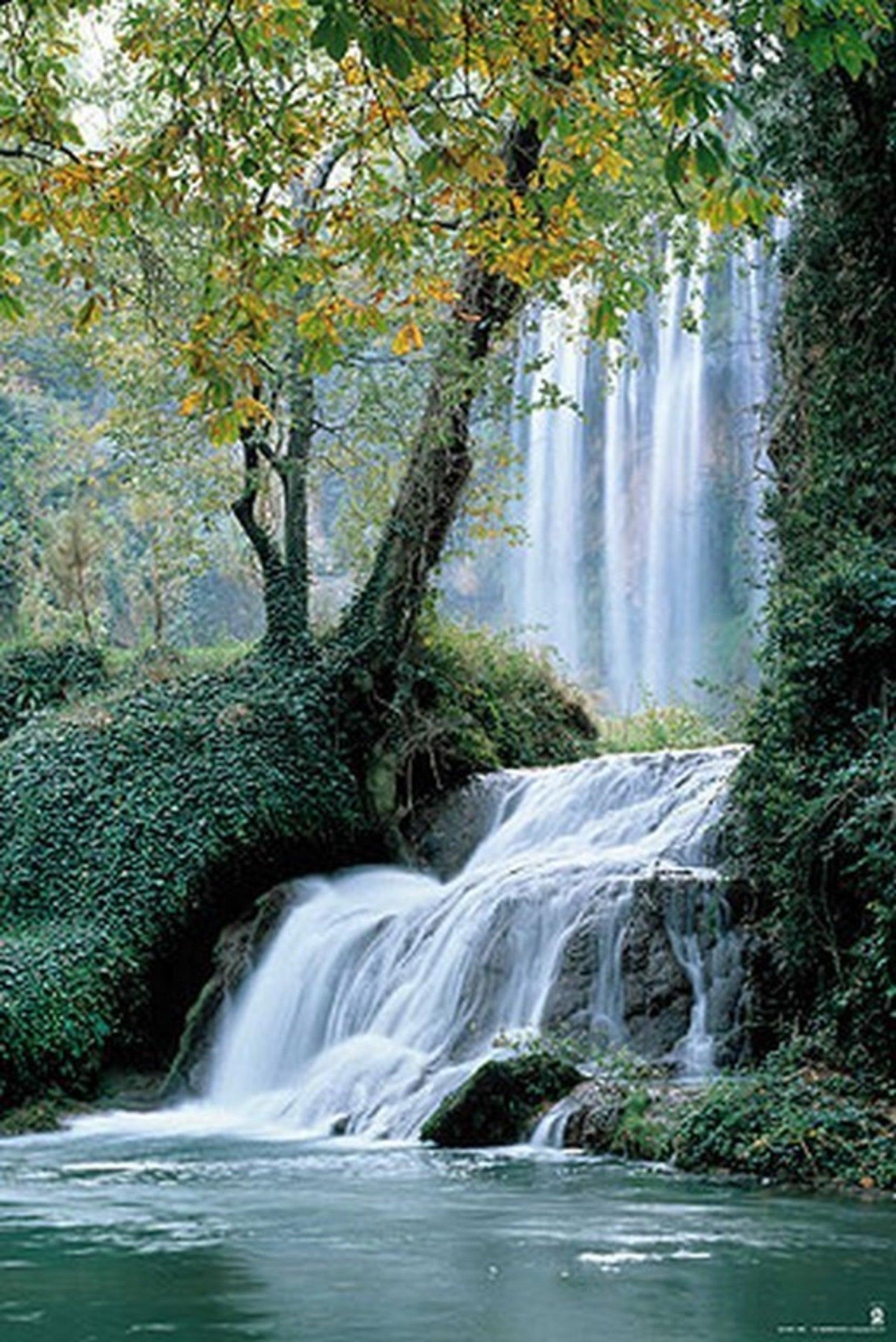 Poster Waterfall Stone Monastery 61x91,5cm | Yourdecoration
