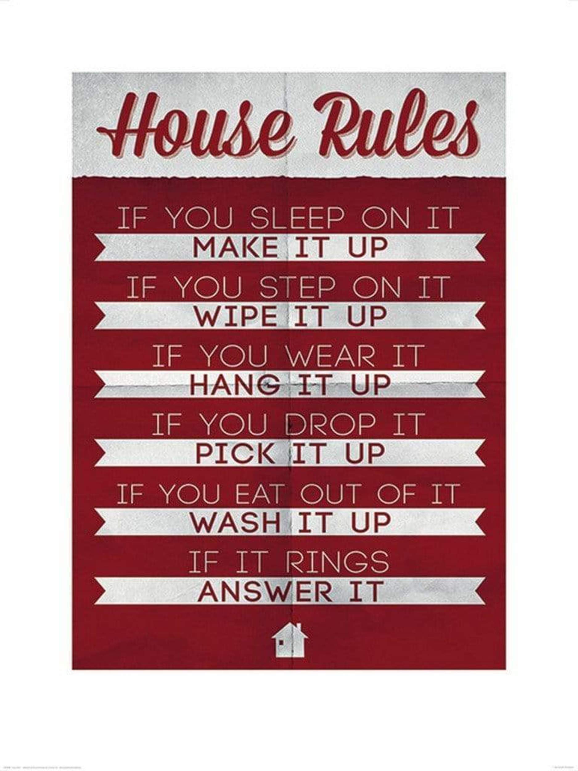 Art Print House Rules 60x80cm | Yourdecoration.co.uk